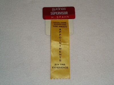 Burdines Supervisor Vintage Florida Department Store Original Name Tag ...