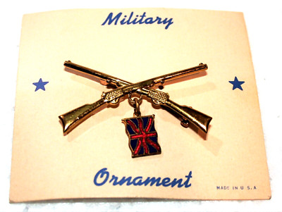 US Military Support England Ornamental Cross Riffle Union Jack Pin New ...