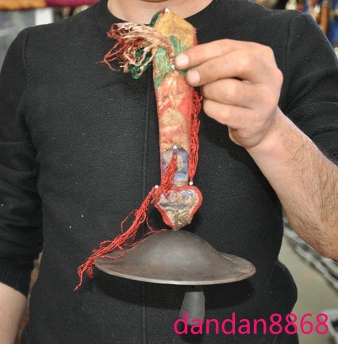 5.6" Tibet Buddhism temple bronze silk Sanskrit Ward off evil spirits ...