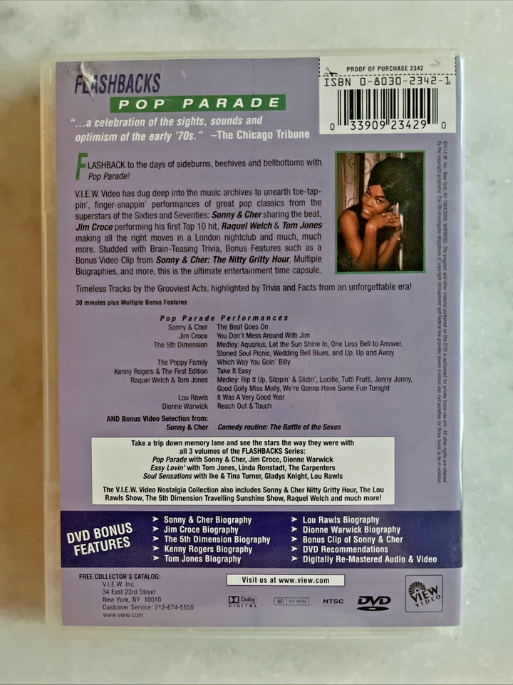 Flashbacks: Pop Parade (DVD) Sonny & Cher, Jim Croce, Tom Jones, Dionne ...