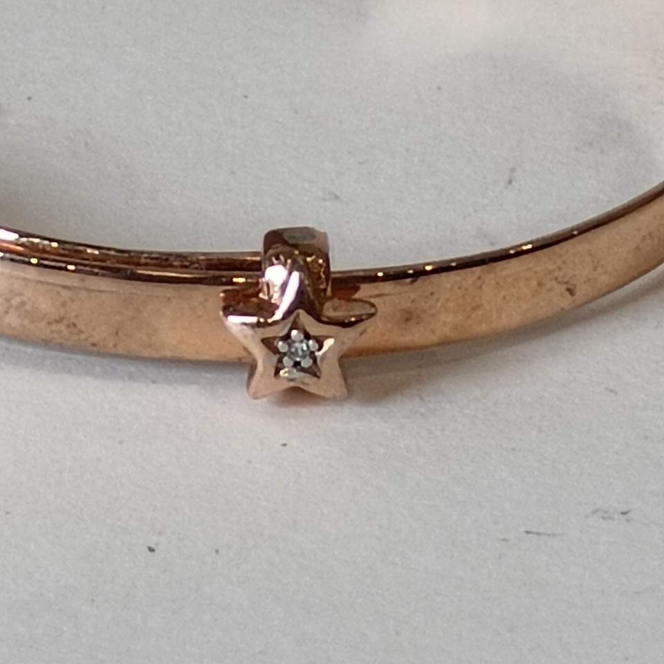 Louella Rose Gold Star Charm Women's Bangle Bracelet 925 Hallmarked ...