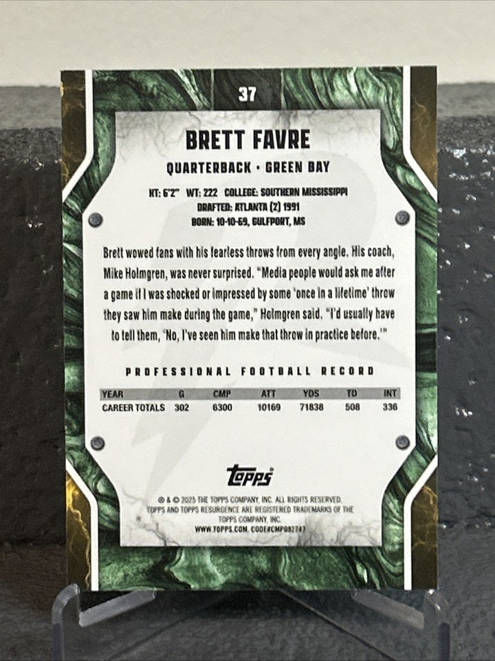 BRETT FARVE TOPPS RESURGENCE #37 - F129 | eBay