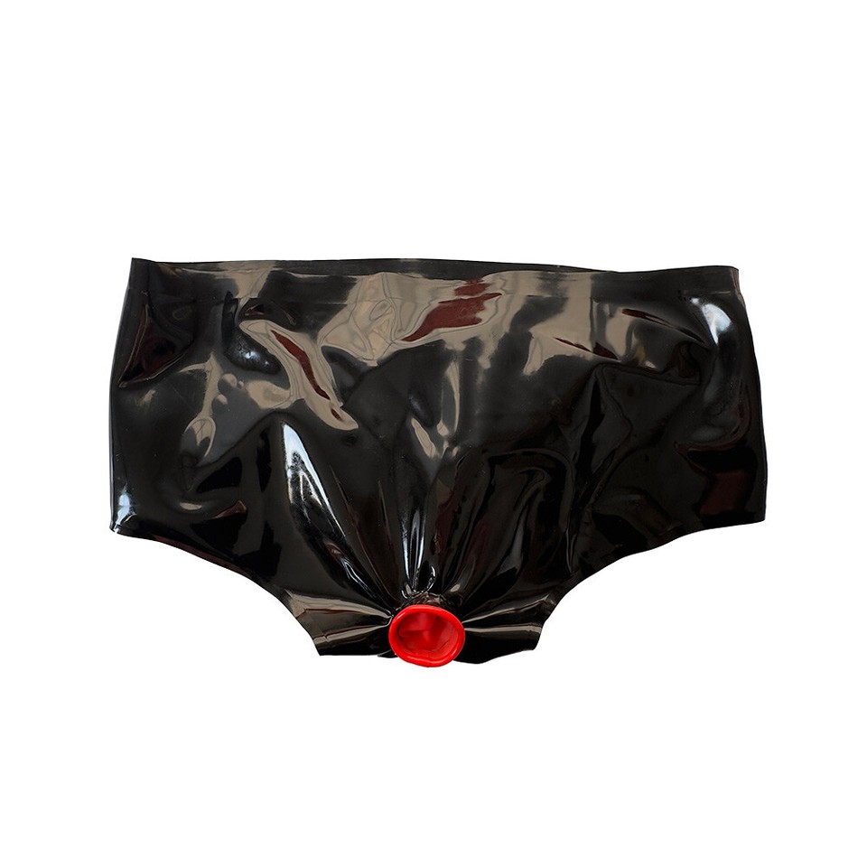 Women Latex Gummi Vagina Shorts with Red Anus Sheath Panties Fetish ...