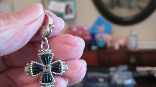 JUDITH RIPKA STERLING SILVER CHARM, PENDANT, ENHANCER, ONYX, BALE OPENS ...