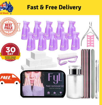 Gel Nail Polish Remover Kit Tools Soak off Nail Clips Caps, 160Ml Nail ...