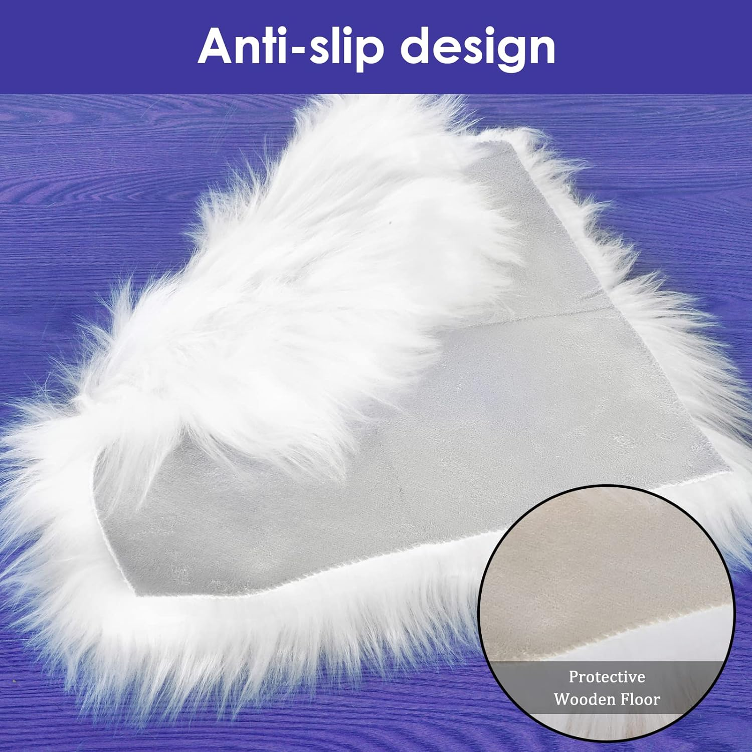 10 Inches Mini Square Faux Fur Rug， Small Fluffy Area Rug Cushion for ...