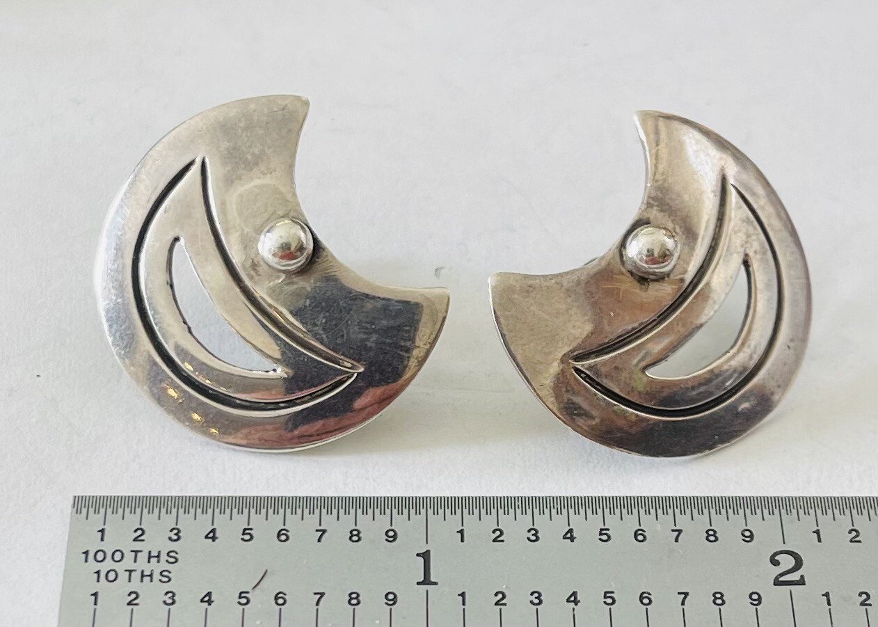 Vintage Hector Aguilar Sterling Silver Modernist Earr… - Gem