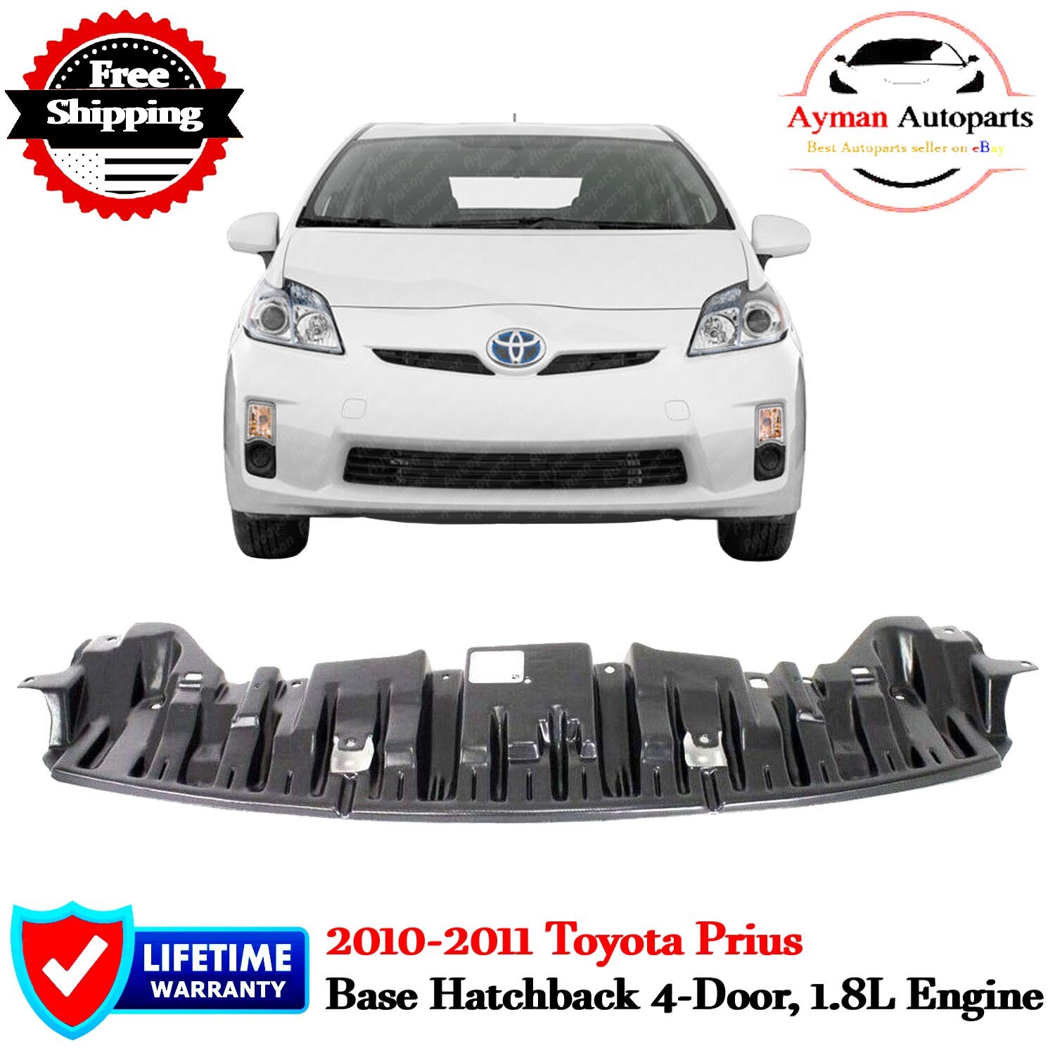 For 2010-2011 Toyota Prius Front Bumper Splash Shield Underneath Engine ...