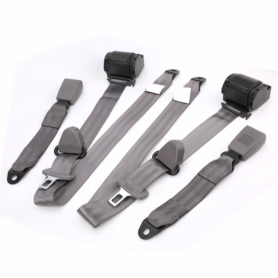 2 Set Safety 3 Point Retractable Car Seat Lap Belt Adjustable Kit ...