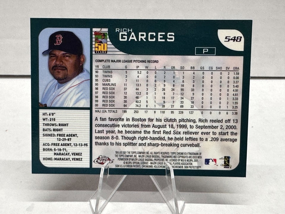 2001 Topps Chrome #548 Rich Garces Boston Red Sox Baseball Card | eBay