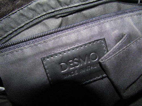 DESMO Designer Black Suede Leather Handbag Evening Bag With Fur Accent ...