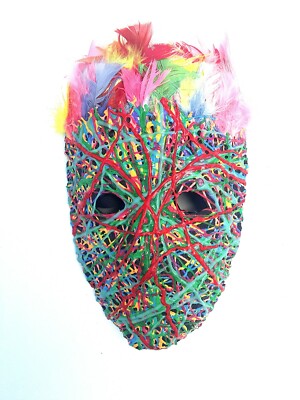 Colorful Rainbow Feather Mask Wall Art by A. Saldivar - One of a kind ...