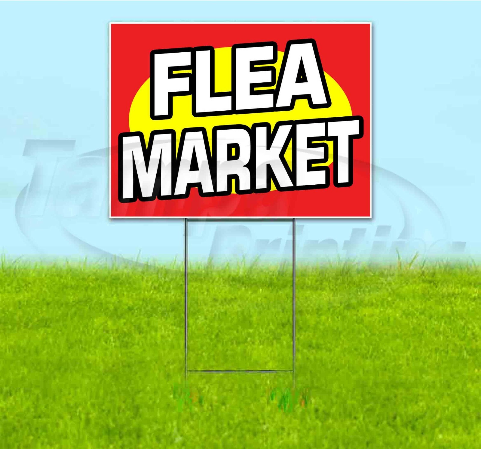 FLEA MARKET 18x24 Yard Sign WITH STAKE Corrugated Bandit USA BUSINESS ...