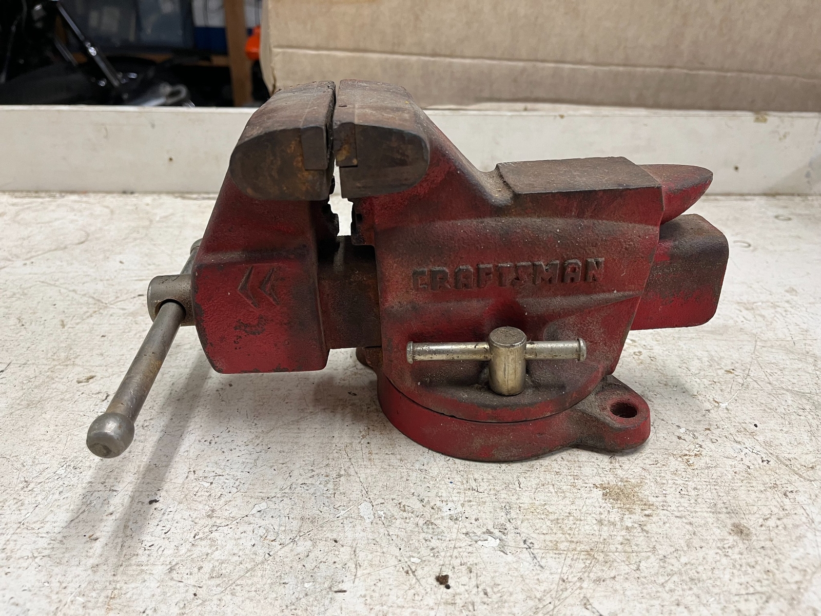 vtg Craftsman No. 391-5180 swivel base red work bench vise 3.5" | eBay