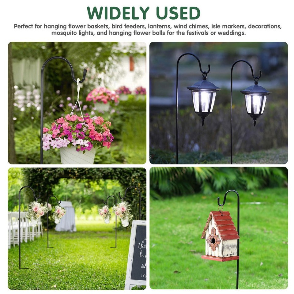 Garden Shepherd Hook Lantern Stake Plant Stand Flower Basket Hanger ...