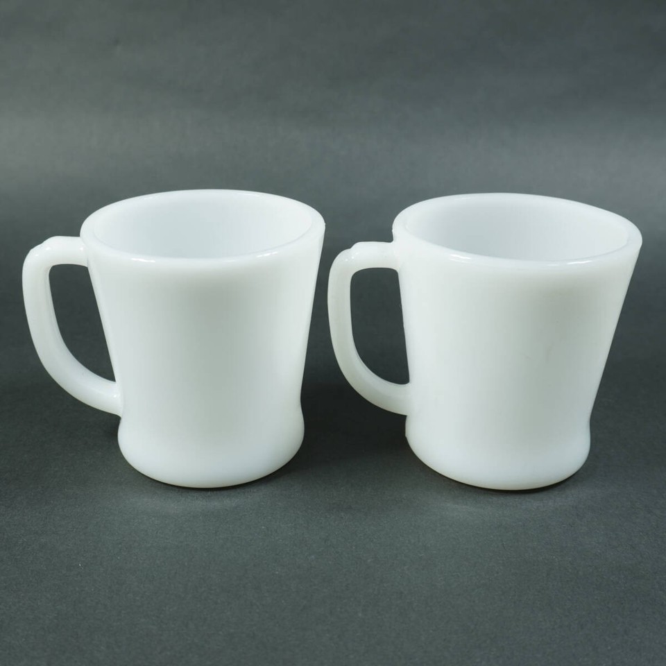 Fire King WHITE D-Handle Mug Cup 2pcs M005 Vintage 1950s 1960s Fire ...