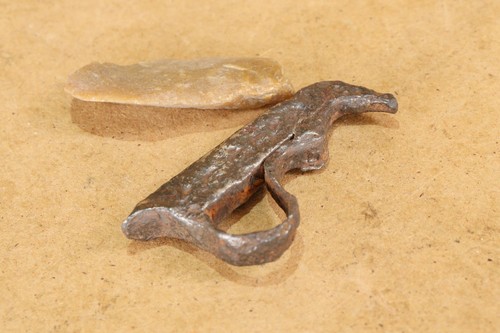 Antique Fireplace Hand Wrought Fire Starter Flint Striker Fire Making ...