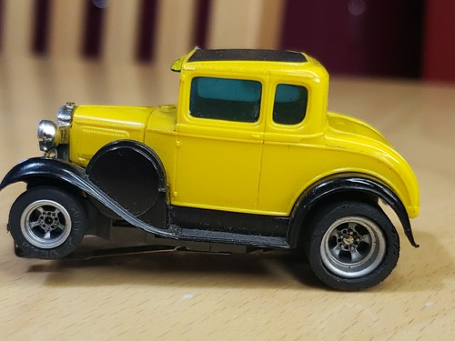 Vintage Aurora AFX HO Scale Yellow Model A Ford Coupe With 4 Gear ...
