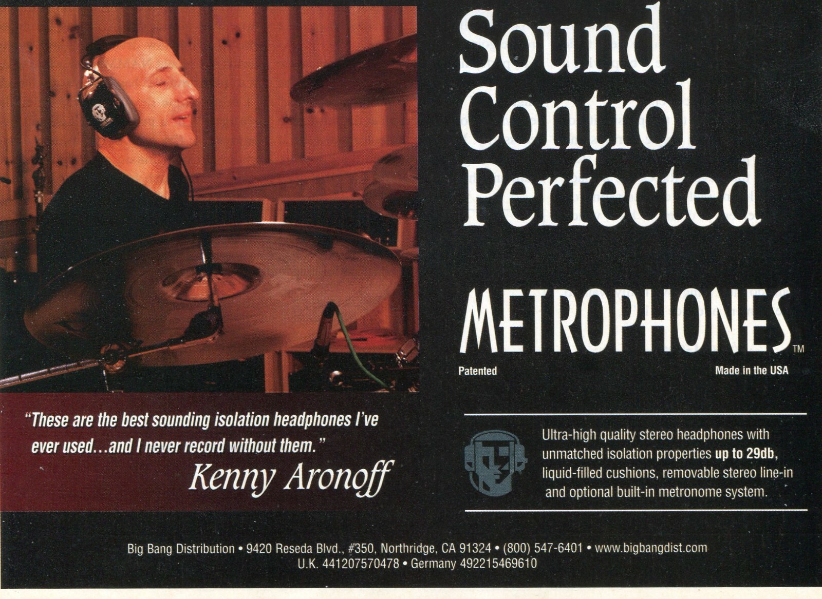 2000 small Print Ad of Metrophones Headphones w Kenny Aronoff | eBay