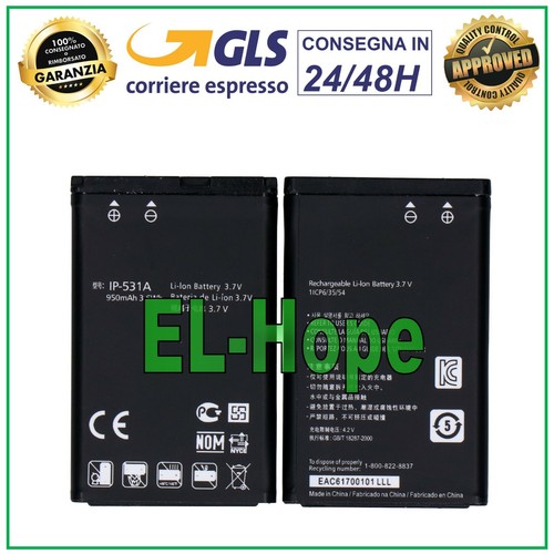 BATTERIA LGIP-531A PER LG OPTIMUS NET P699 A110 A133 GM205 950 mAh ...