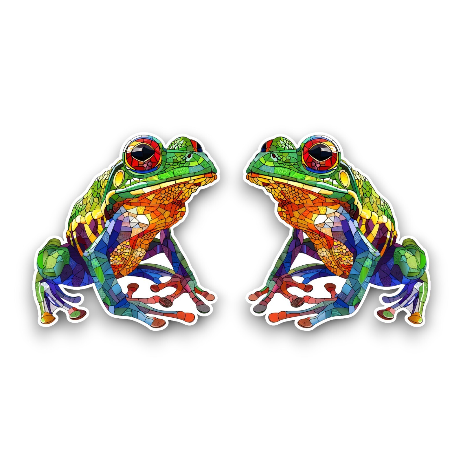 2x Small Tree Frog Animal Stained Glass Mosaic Opaque Vinyl Sticker ...