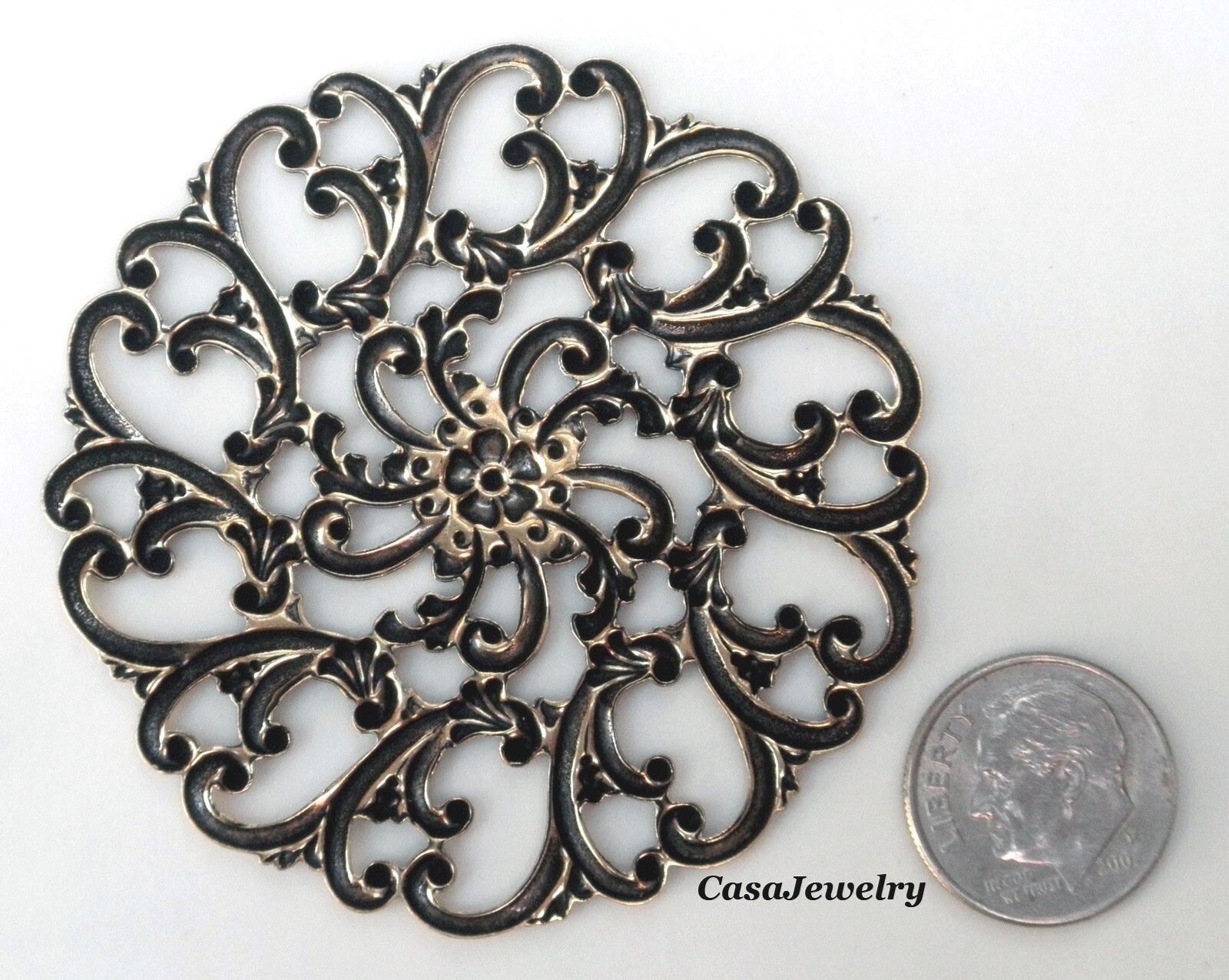 #3137 LARGE ROUND ANTIQUED GOLD OPEN FILIGREE COMPONENT - 1 Pc Lot | eBay