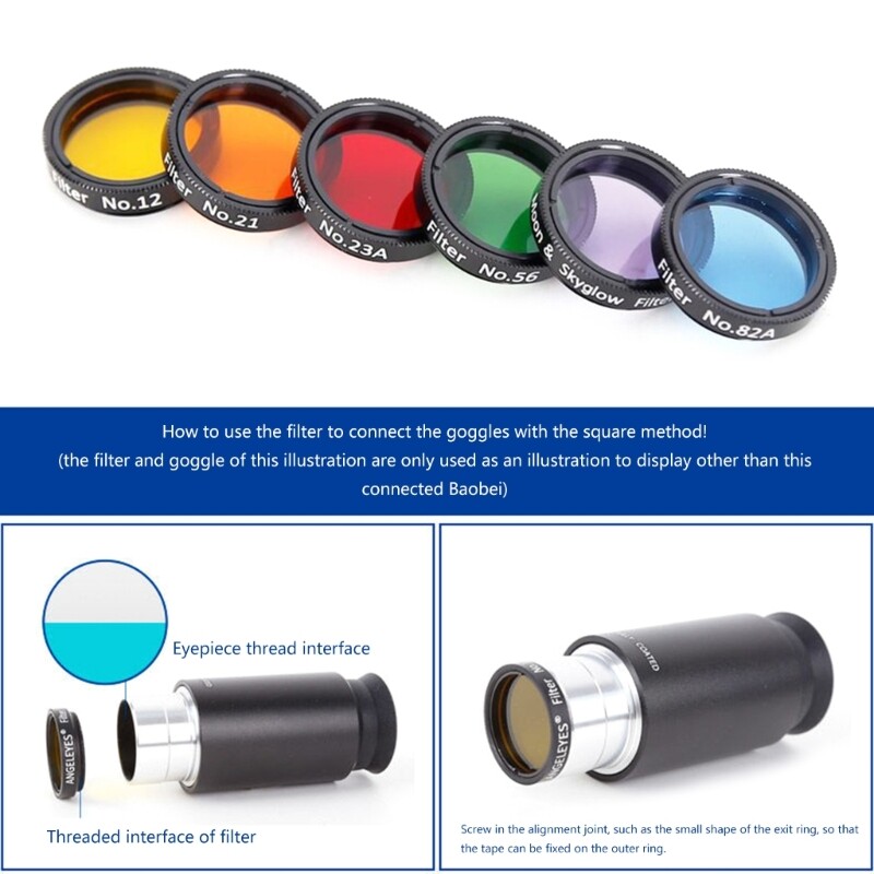1.25inch Telescope Filter Set 6 Color Filters with Storage Bag ...
