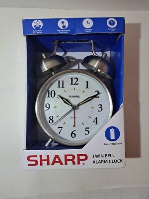 Sharp Twin Bell Alarm Clock Battery Operated New In Box | eBay