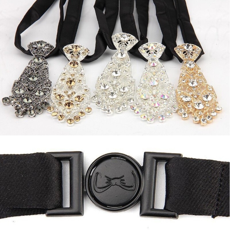Women Rhinestone Necktie Tie Men Crystal Wedding Club Accessory Necktie ...