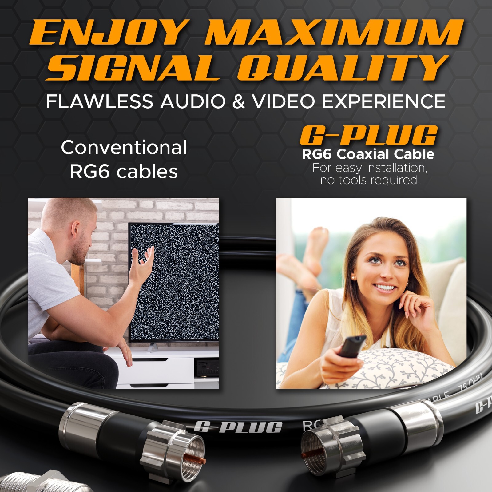 G-PLUG RG6 Coaxial Cable Connectors Set – High-Speed Internet ...