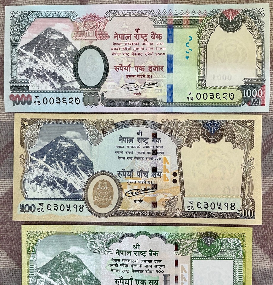 🔥 "NEW" Complete Set of 7 Nepal 5 -1000 Rupee Currency Notes Mt Everest ...