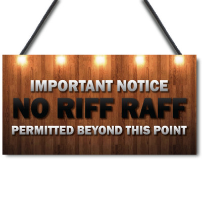 No Riff Raff Funny Pub Club Home Bar Man Cave Hanging Plaque Shed Gift ...