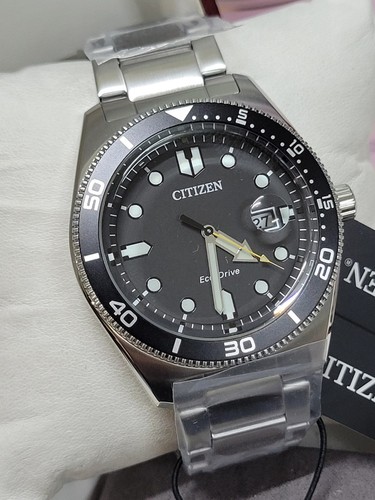 NEW Citizen Eco-Drive Sports Black Dial Stainless Steel Men's Watch ...