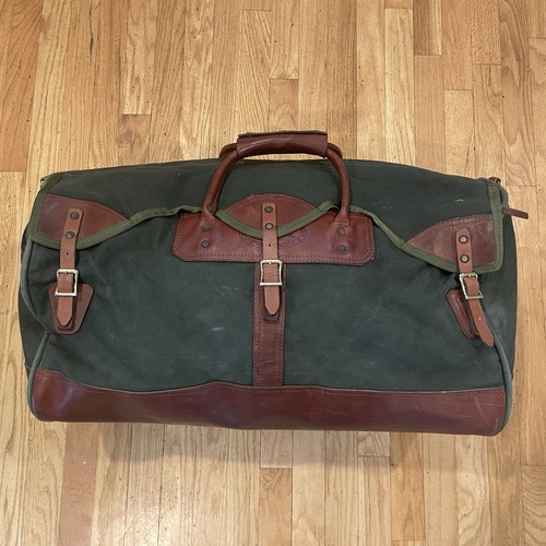 Vintage Orvis Battenkill Duffle Bag Large 24” Green Canvas Leather Bag ...