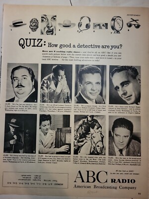 1951 ABC music radio HOW GOOD DETECTIVE ARE YOU vintage ad | eBay