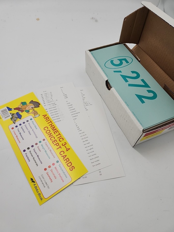 ABeka ARITHMETIC 3-4 Grade CONCEPT CARDS Math Flashcards COMPLETE SET ...