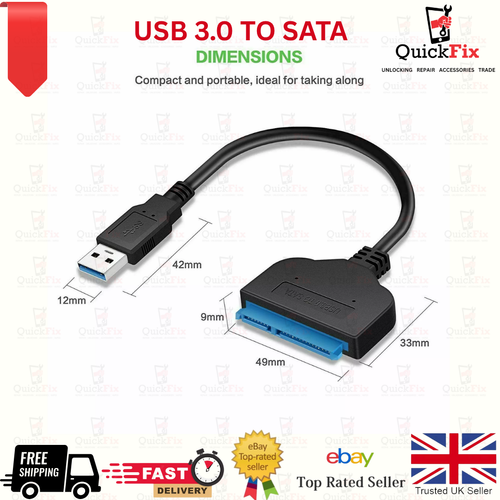 USB 3.0 To SATA 22 Pin 2.5 Inch Hard Disk Drive SSD Adapter Connector ...