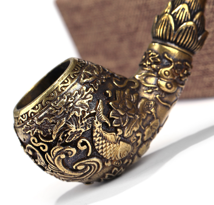Brass Vintage Tobacco Smoking Pipe Cigarette Holder Filter Handicraft ...