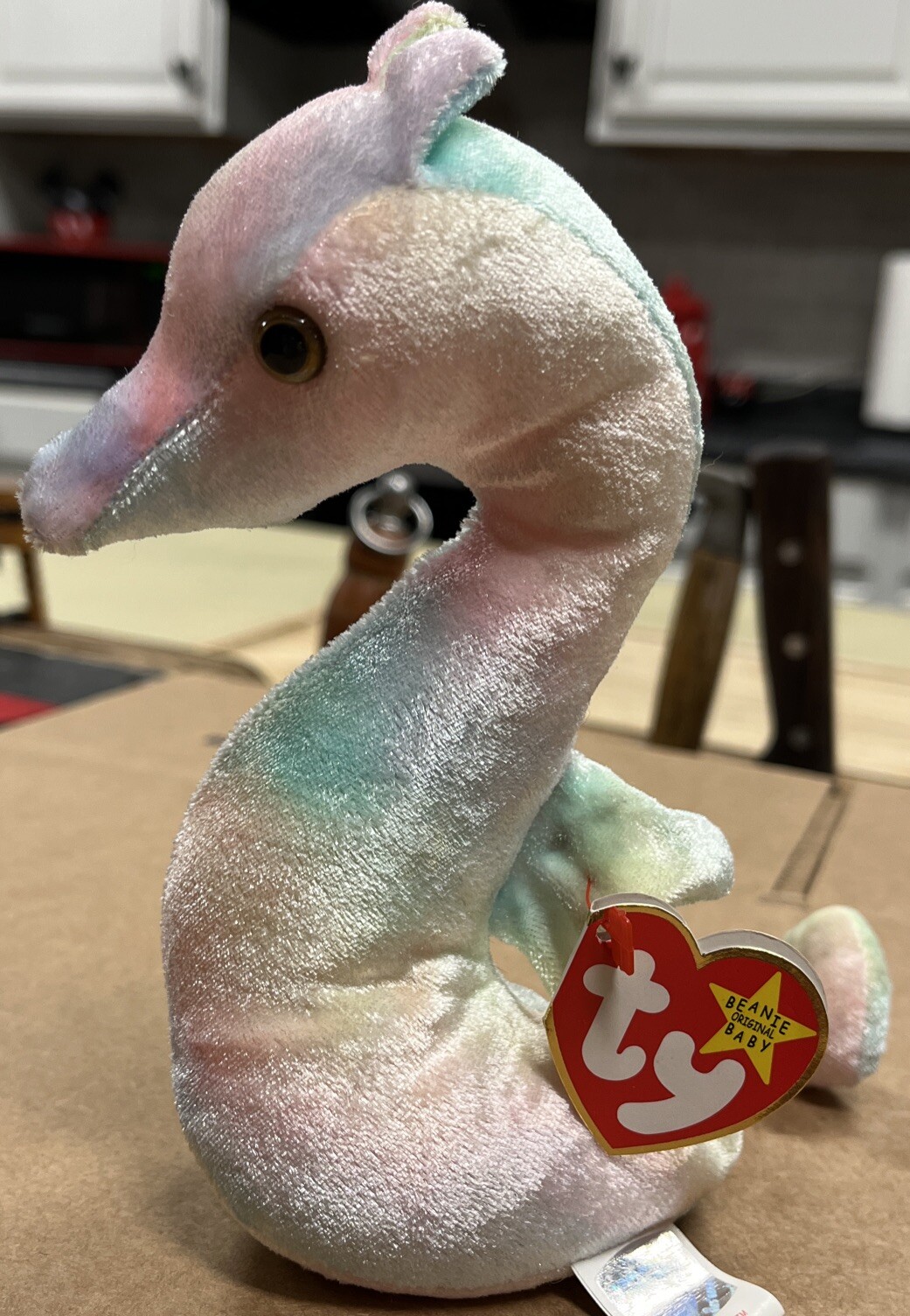 Ty Beanie Babies "Neon" 1999 8.5" Multi Pastel colored Shiney Seahorse ...