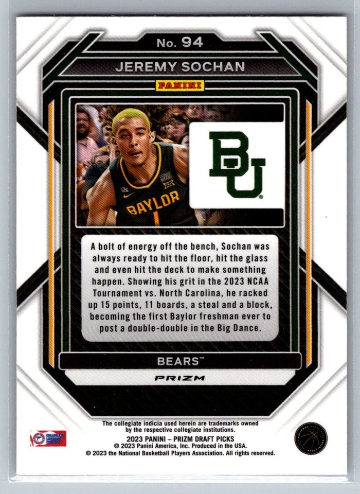 2023 Panini Prizm Red Cracked Ice #94 Jeremy Sochan Baylor/Spurs | eBay