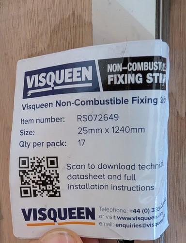 Visqueen Non-Combustible Fixing Strip 8mm Hole 25mm x 1240mm (Pack 17 ...