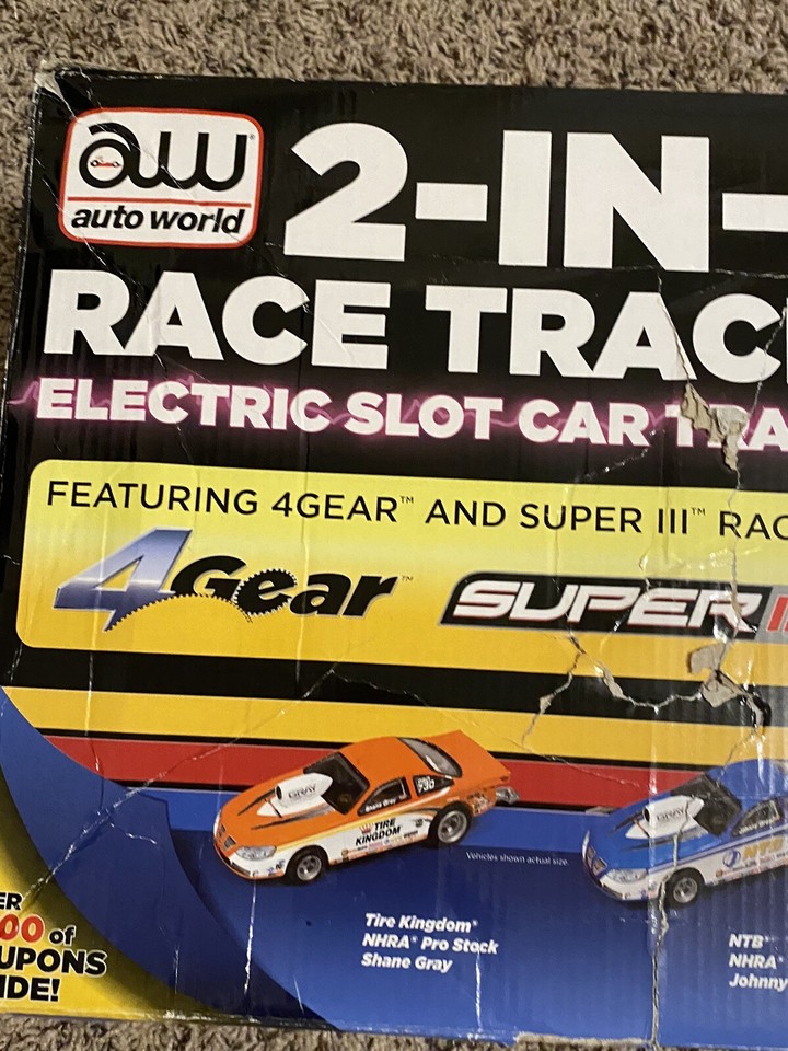 Auto World 2-IN-1 Slot Car Race Track - Cars Dragstrip Stock Car | eBay