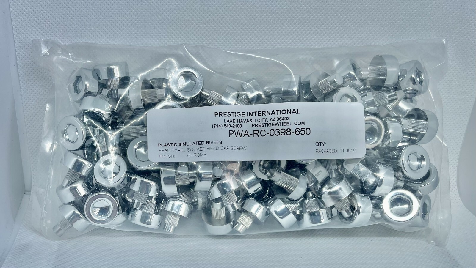 CHROME PLASTIC WHEEL RIVETS, CUSTOM WHEEL RIVETS PART # RC-0398-650 QTY ...