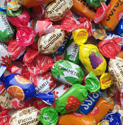 Latvian Laima Assortment of Hard Chewy Fruit Milk Candy Caramels Toffee ...