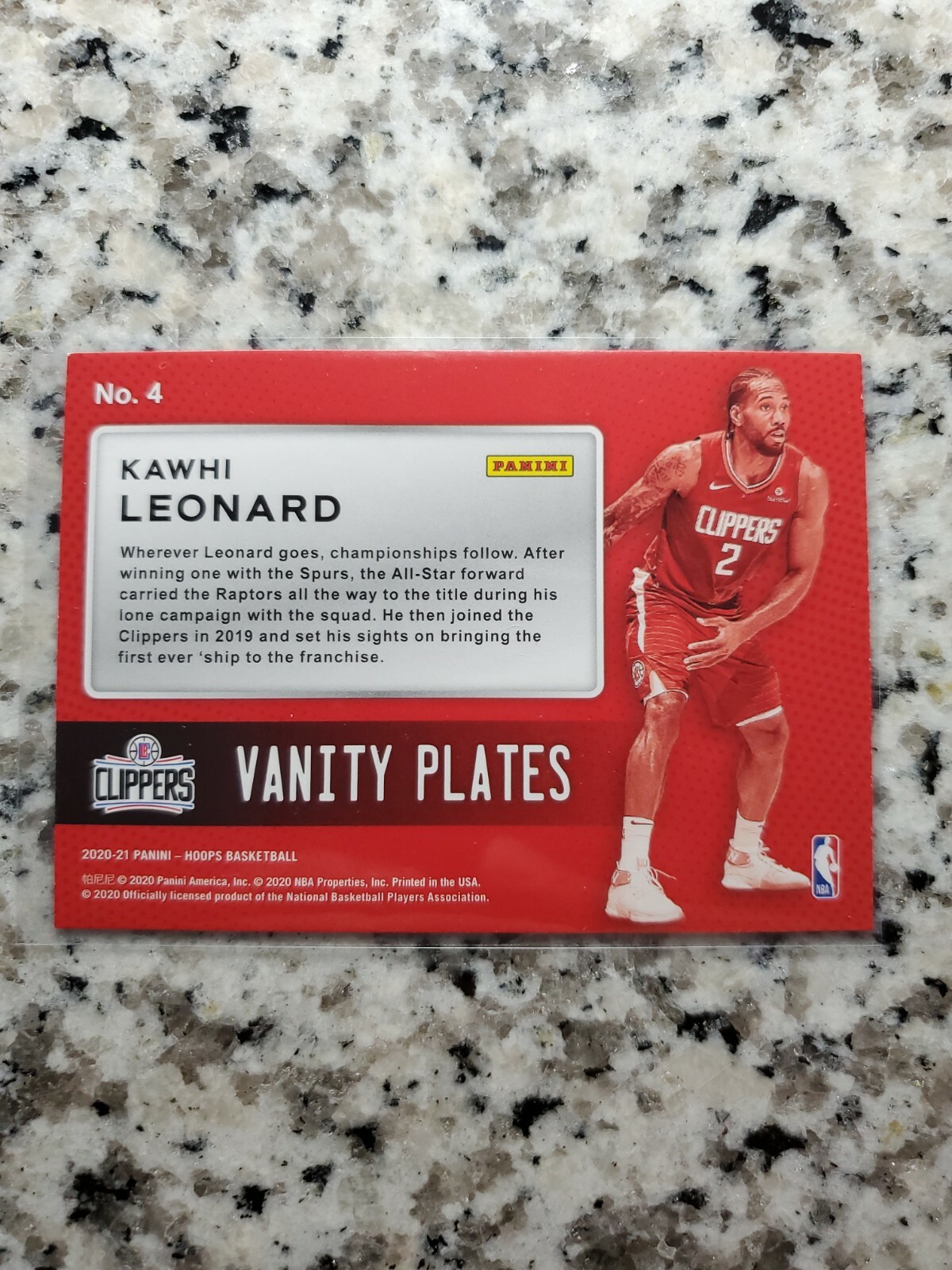 2020-21 Panini NBA Hoops - Vanity Plates Holo #4 Kawhi Leonard for sale ...