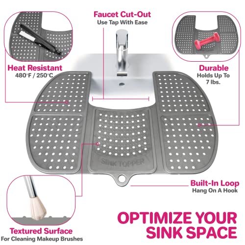 Bathroom Sink Cover Foldable Sink Topper Silicone Makeup Organizer Mat ...