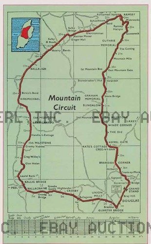 Isle of Man TT circuit map legendary racing circuit ca 8 x 10 print ...