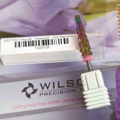 Wilson 5 in 1 Plus nail drill bits ( cross cut) 3/32" rainbow coating ...