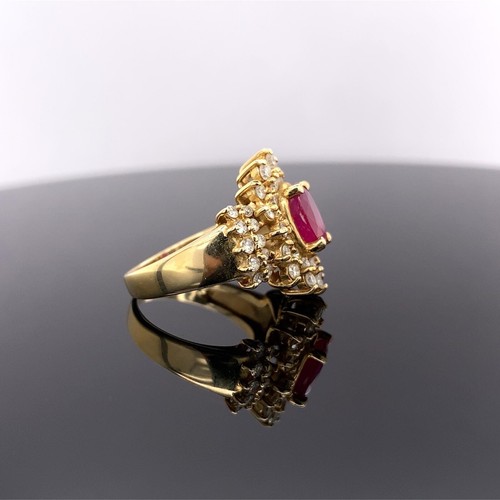 Effy 14K Yellow Gold 2.40Ctw Diamond & Ruby Flower Ring $3500 Retail | eBay