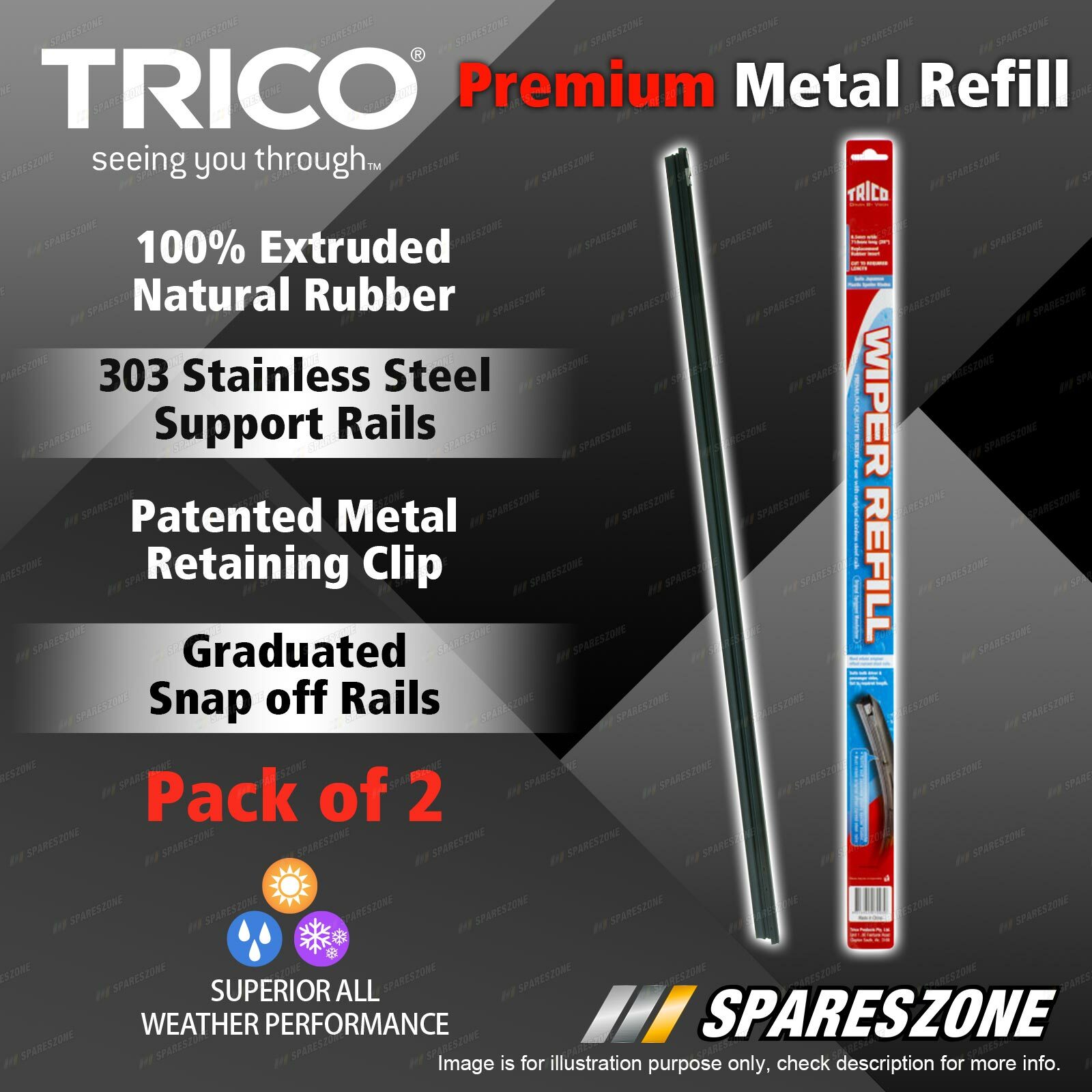 1 x Trico Twin Metal Rail Wiper Refills for Mitsubishi 380 ASX ...